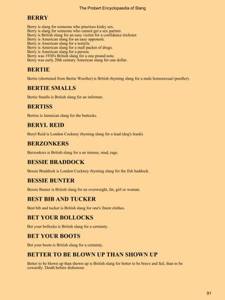 British and American slang A to Z list PDF book free | PDF