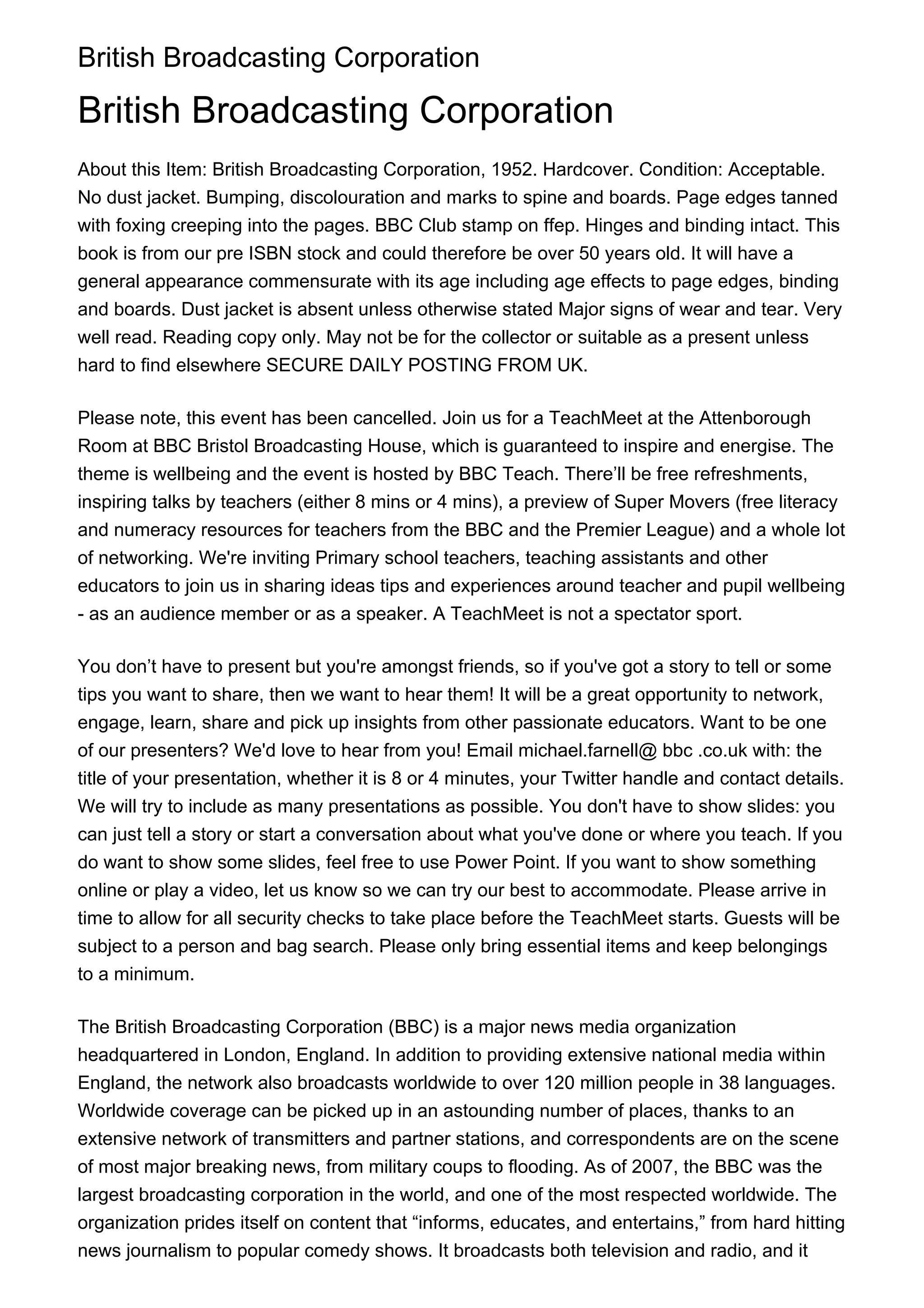 British Broadcasting Corporation | PDF