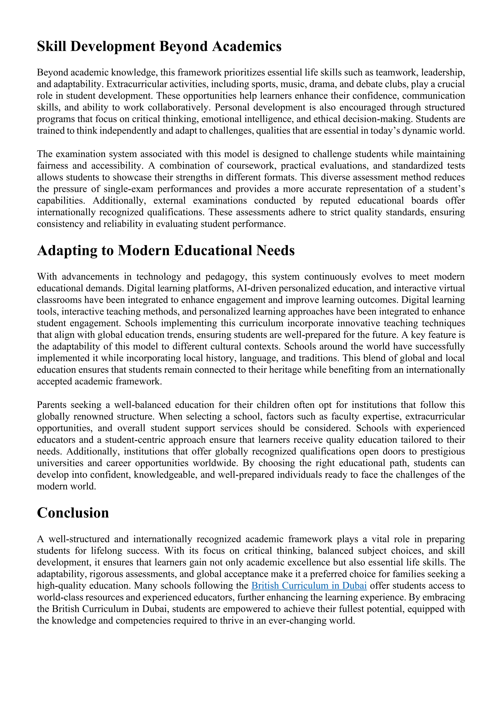 The British Curriculum: A Globally Recognized Pathway to Academic ...