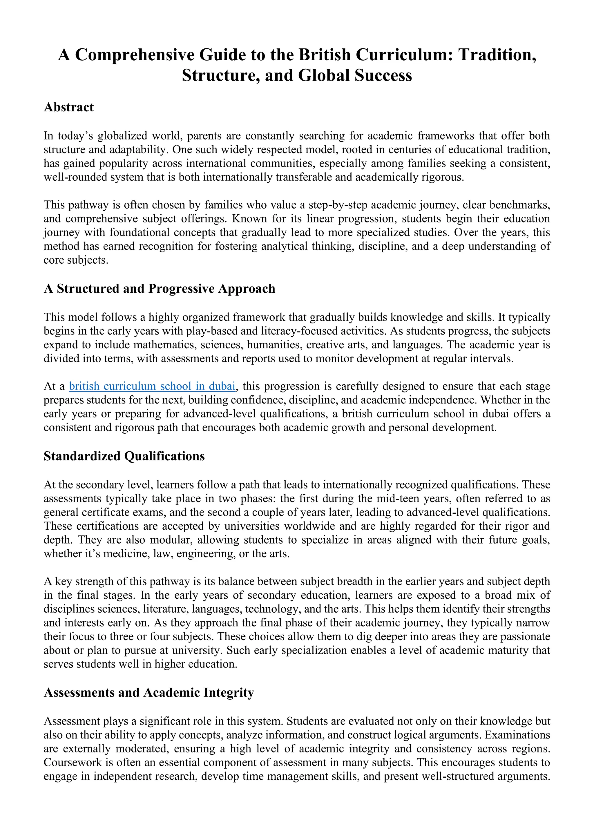 A Comprehensive Guide to the British Curriculum: Tradition, Structure ...