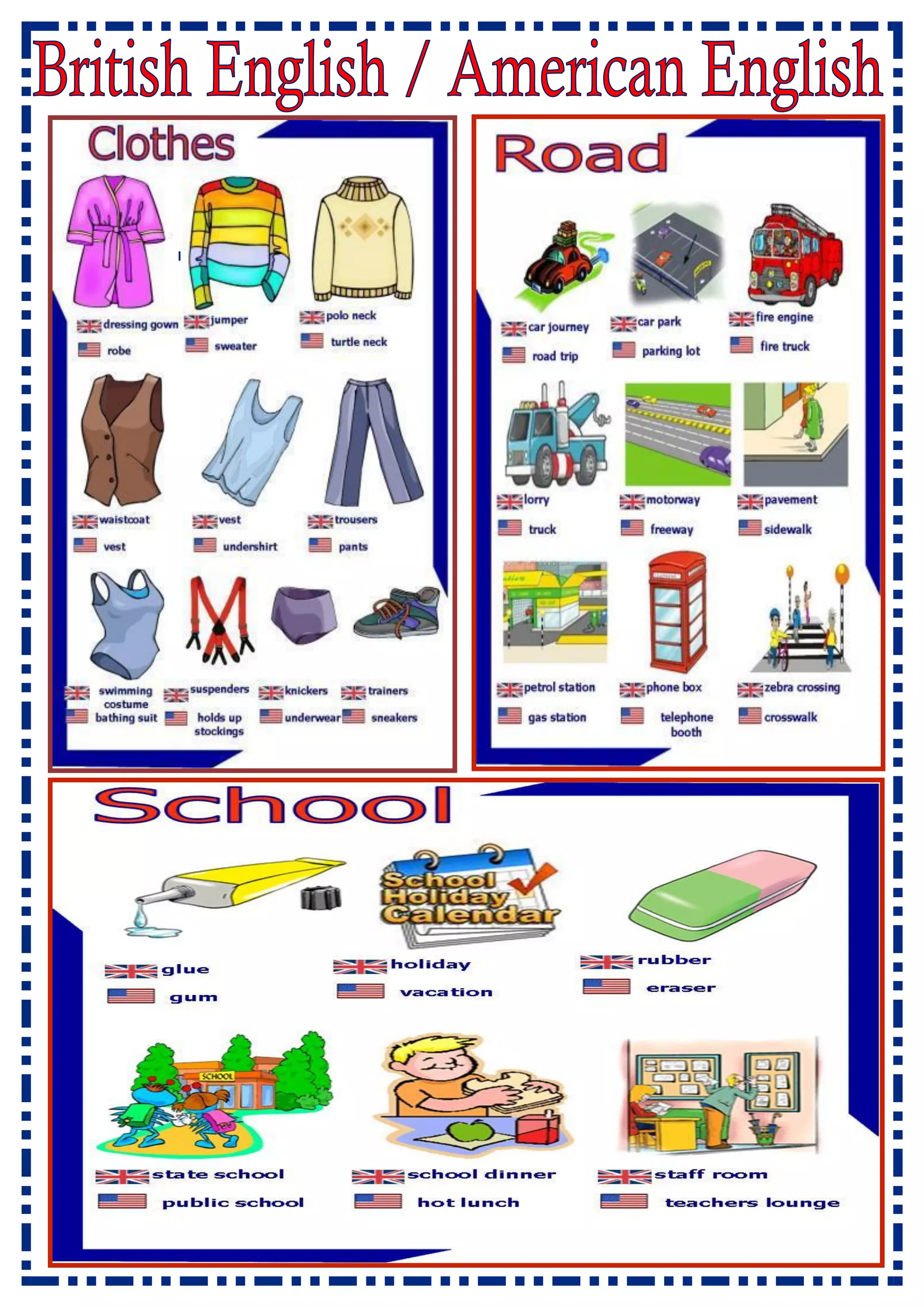 British english american english handout | PDF