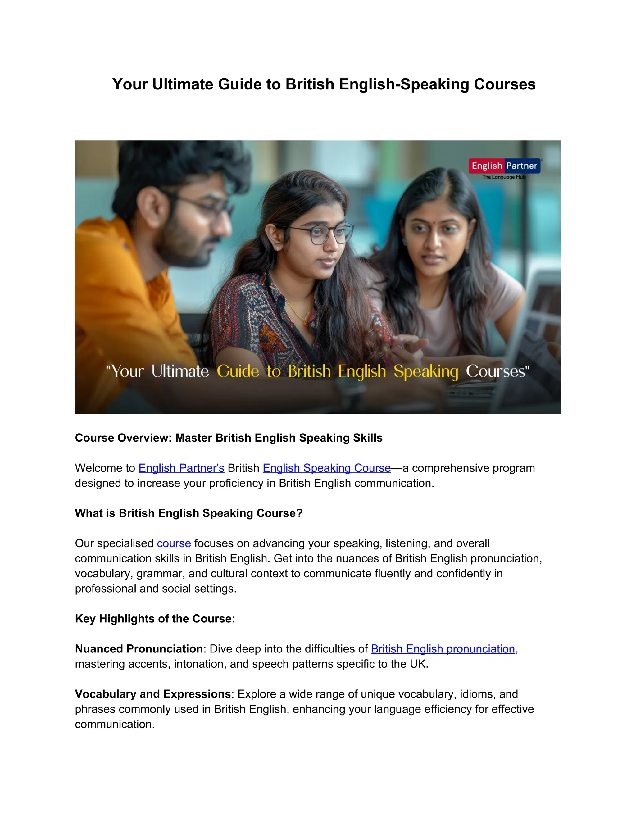 Your Ultimate Guide to British English-Speaking Courses | DOCX