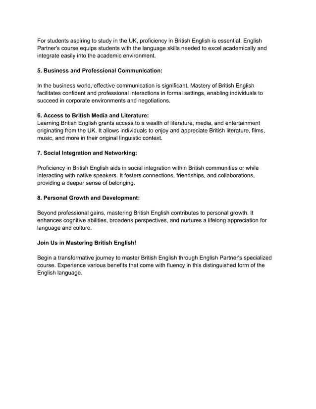 Your Ultimate Guide to British English-Speaking Courses | PDF