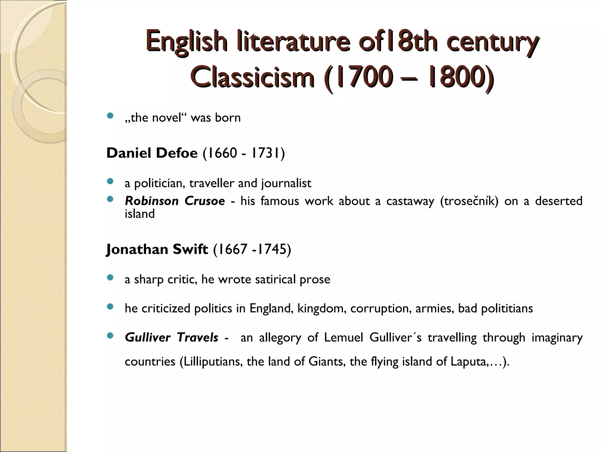 British literature timeline doplněné | PPT