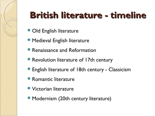 British literature timeline doplněné | PPT