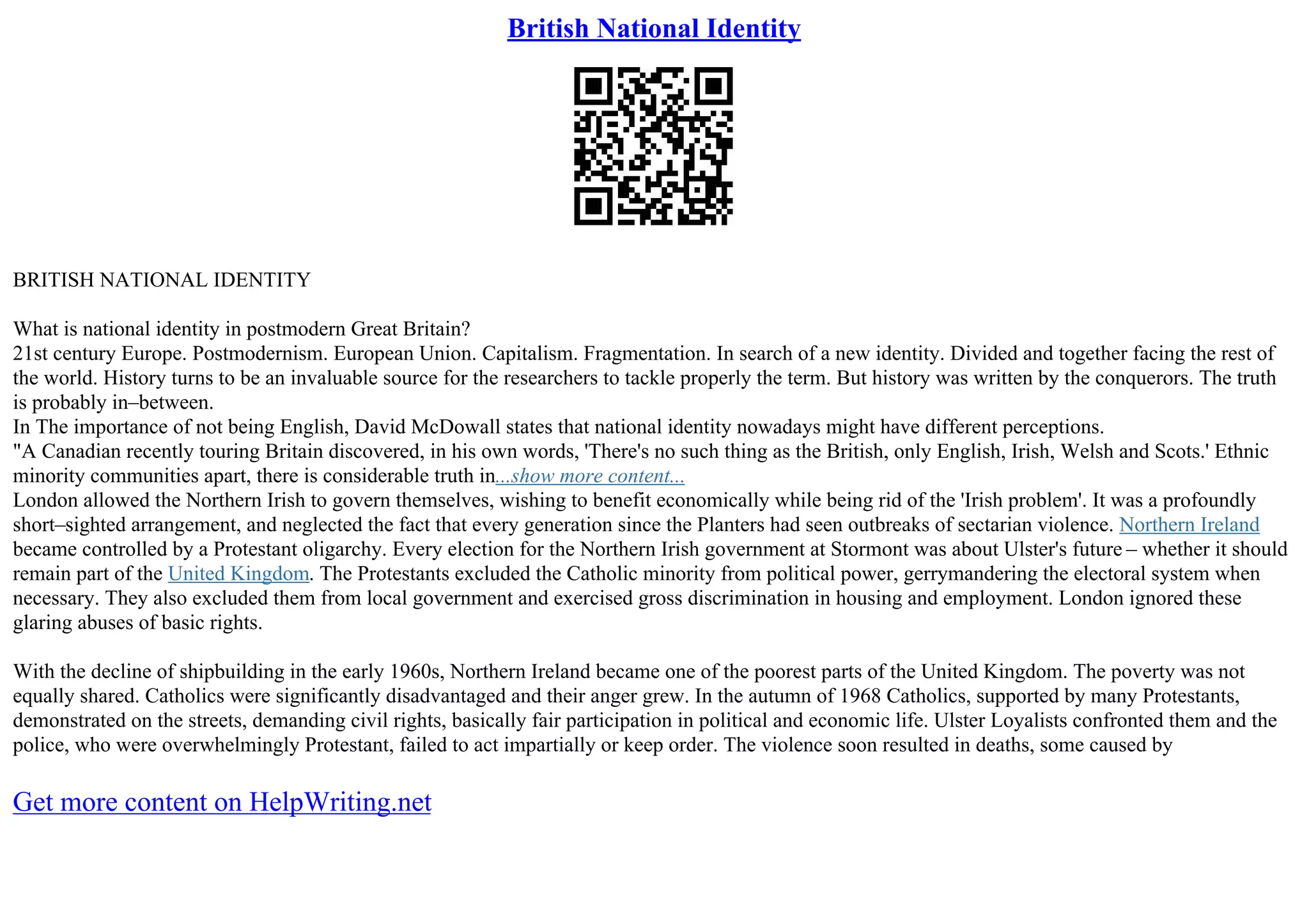 British National Identity | PDF