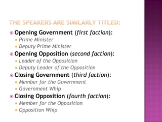 British parliamentary style debate | PPTX
