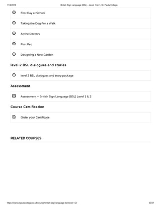 British Sign Language (BSL) - Level 1 & 2 - St. Pauls College | PDF