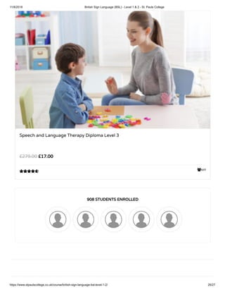 British Sign Language (BSL) - Level 1 & 2 - St. Pauls College | PDF