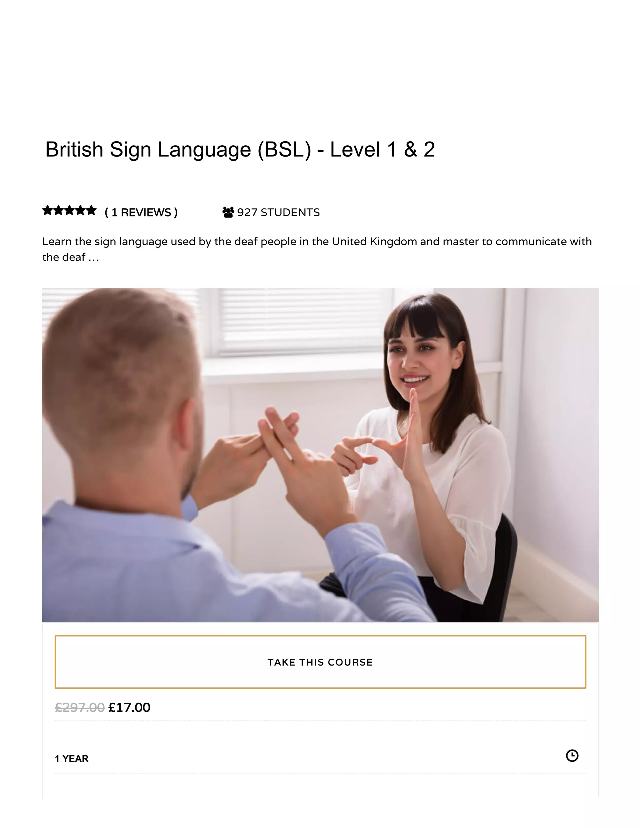 British Sign Language (BSL) – Level 1 & 2 | PDF