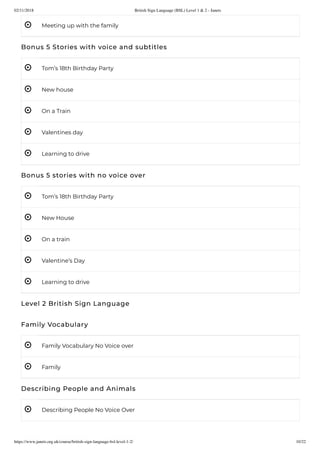 British Sign Language (BSL) Level 1 & 2 - Janets | PDF