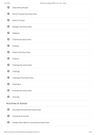 British Sign Language (BSL) Level 1 & 2 - Janets | PDF