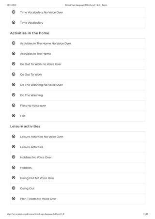 British Sign Language (BSL) Level 1 & 2 - Janets | PDF