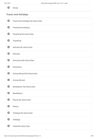 British Sign Language (BSL) Level 1 & 2 - Janets | PDF