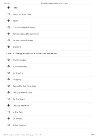 British Sign Language (BSL) Level 1 & 2 - Janets | PDF