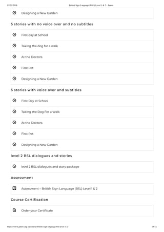 British Sign Language (BSL) Level 1 & 2 - Janets | PDF