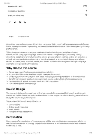 British Sign Language (BSL) Level 1 & 2 - Janets | PDF