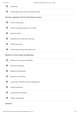 British Sign Language (BSL) Level 1 & 2 - Janets | PDF