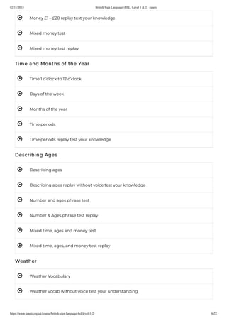 British Sign Language (BSL) Level 1 & 2 - Janets | PDF