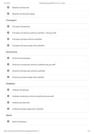 British Sign Language (BSL) Level 1 & 2 - Janets | PDF