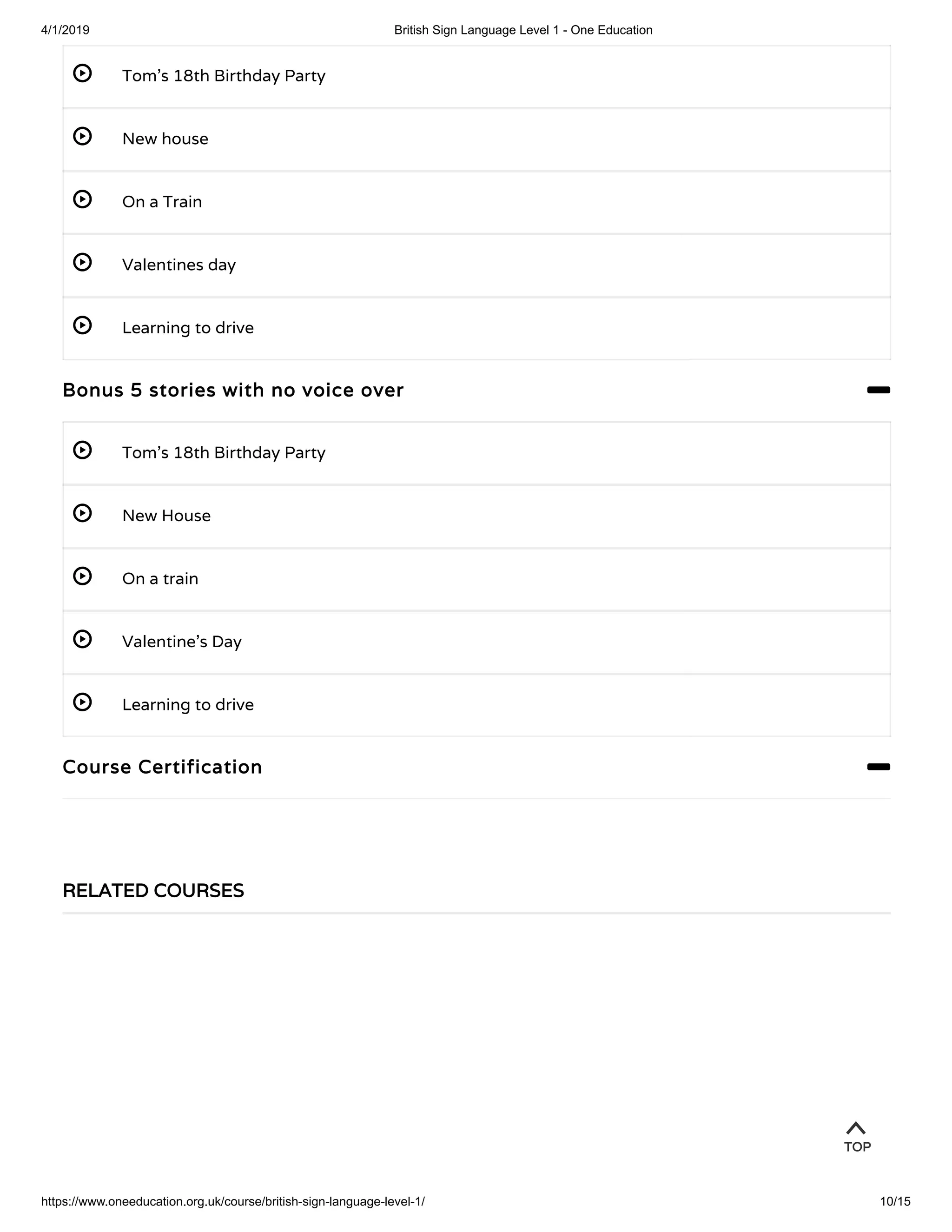 British Sign Language Level 1 - One Education | PDF