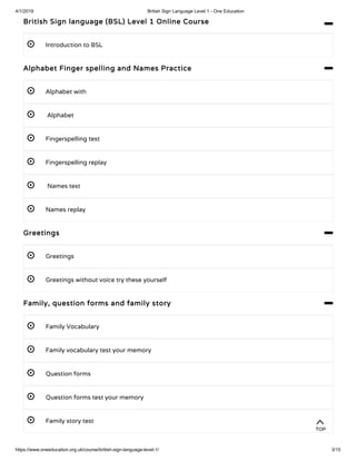 British Sign Language Level 1 - One Education | PDF