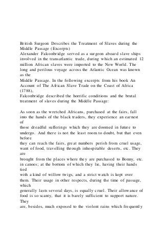 British Surgeon Describes the Treatment of Slaves during the | DOCX