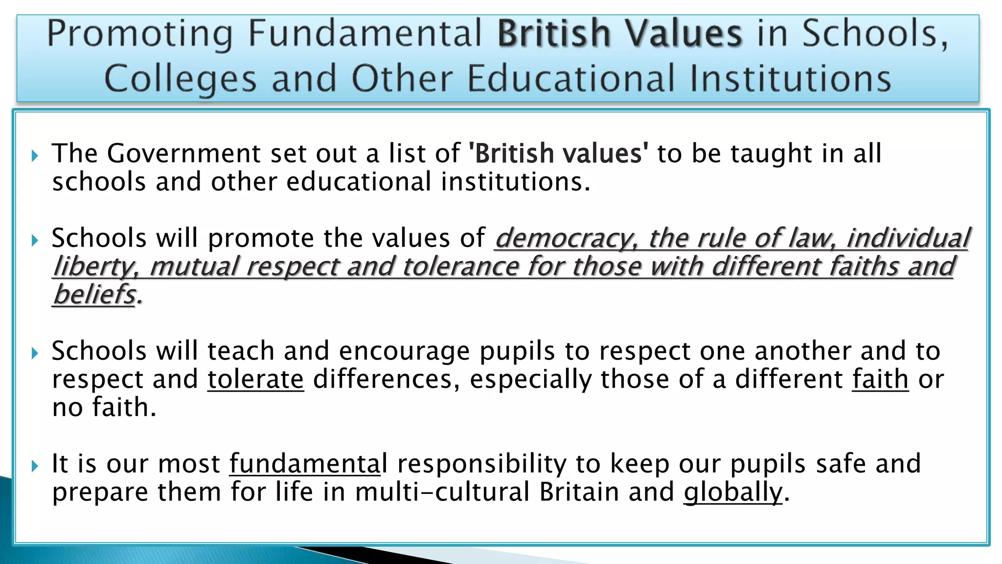 British values presentation edited-02-04-2017 (1) | PPTX | Education