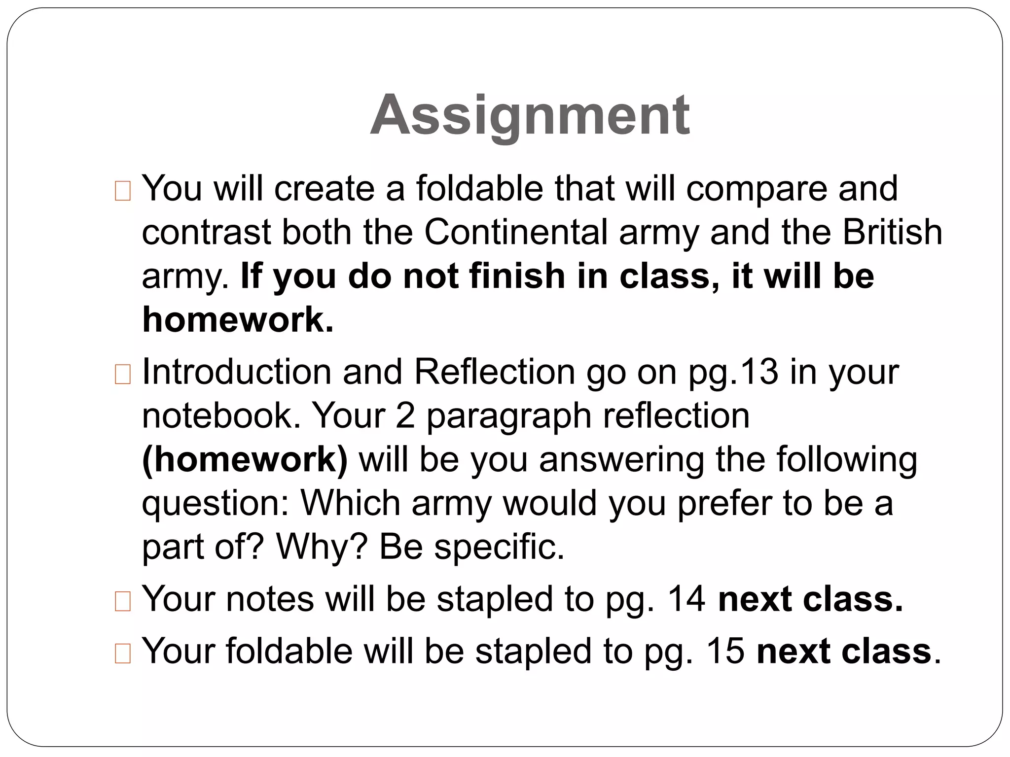 British v continental army | PPTX