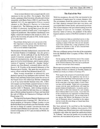 British women chemists and world war 1 | PDF