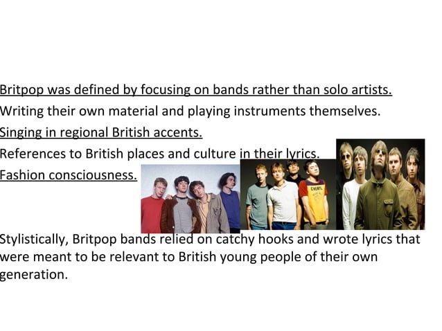 Britpop- codes and conventions | PPT | Musicals | Genres