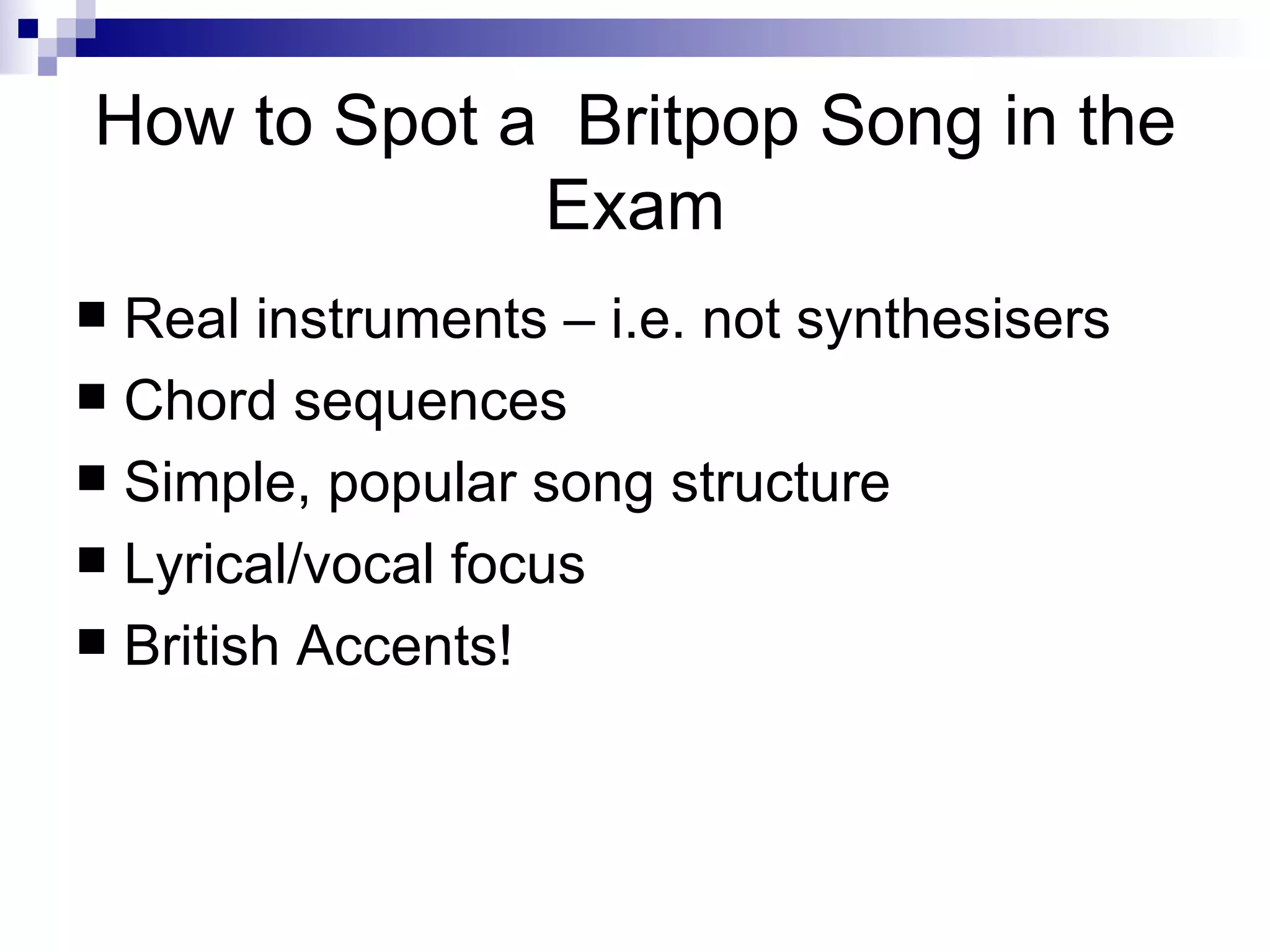 Britpop – gcse music | PPT