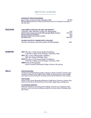 Brittney Lenhart Resume and Portfolio | PDF