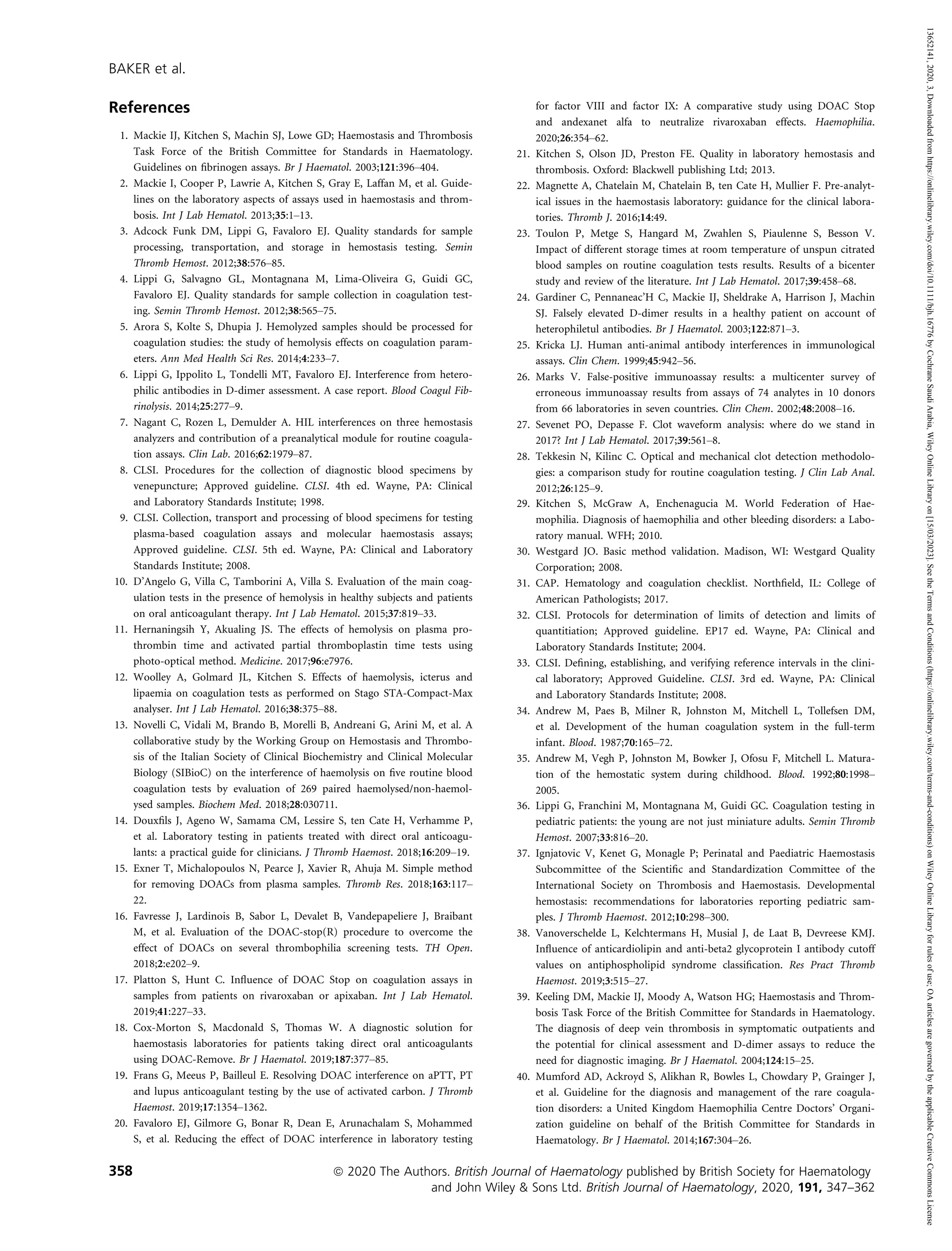 Br J Haematol - 2020 - Baker - Guidelines on the laboratory aspects of ...