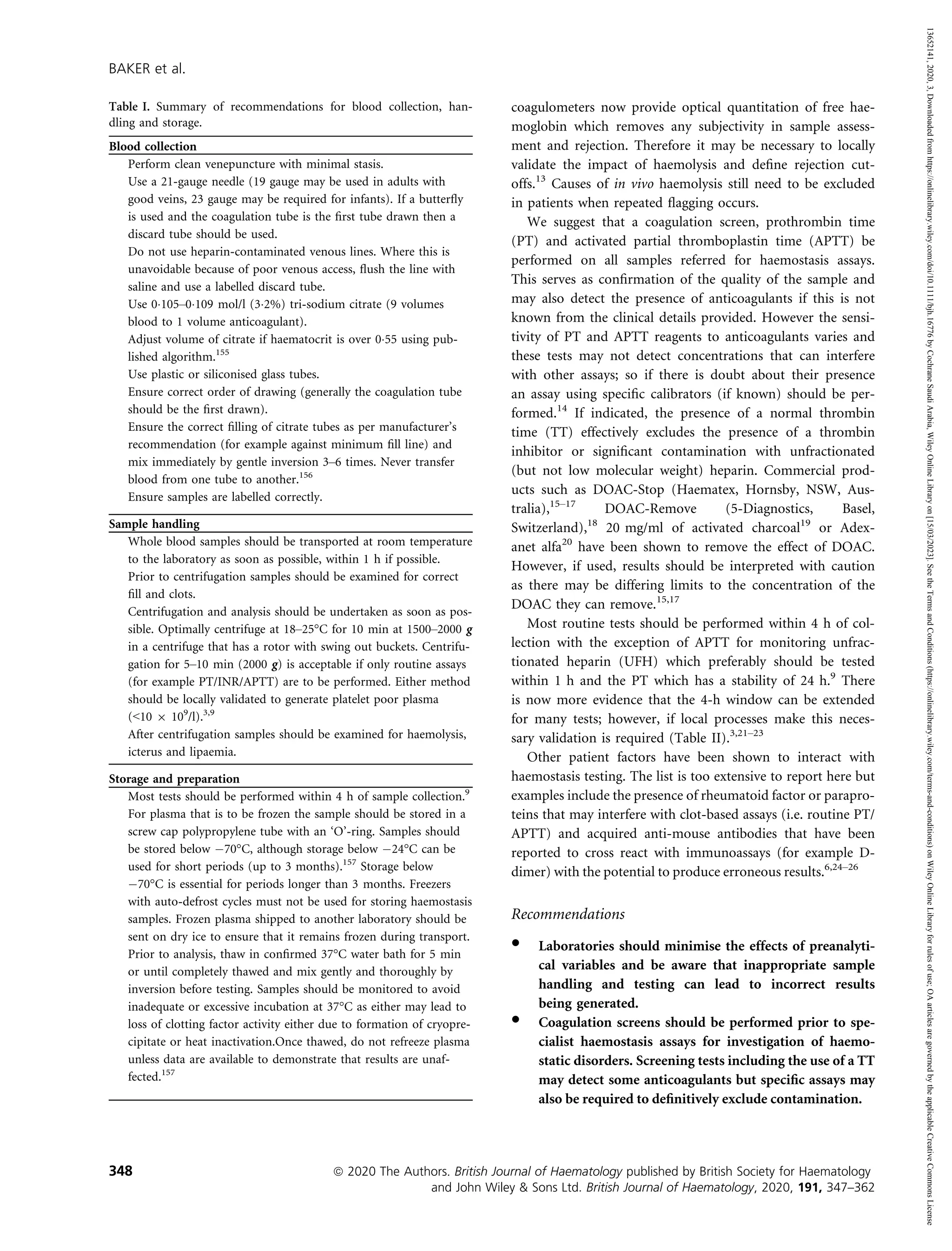 Br J Haematol - 2020 - Baker - Guidelines on the laboratory aspects of ...