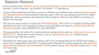 Passive Optical Networks - PON: Customer Case Study, Design ...