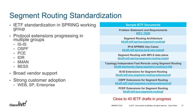 Cisco Live! :: Introduction to Segment Routing :: BRKRST-2124 | Las Vegas 2017 | PDF | Computer ...