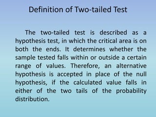 Sampling of Attributes Hypothesis Test of Hypothesis One tailed Two ...