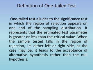 Sampling of Attributes Hypothesis Test of Hypothesis One tailed Two ...