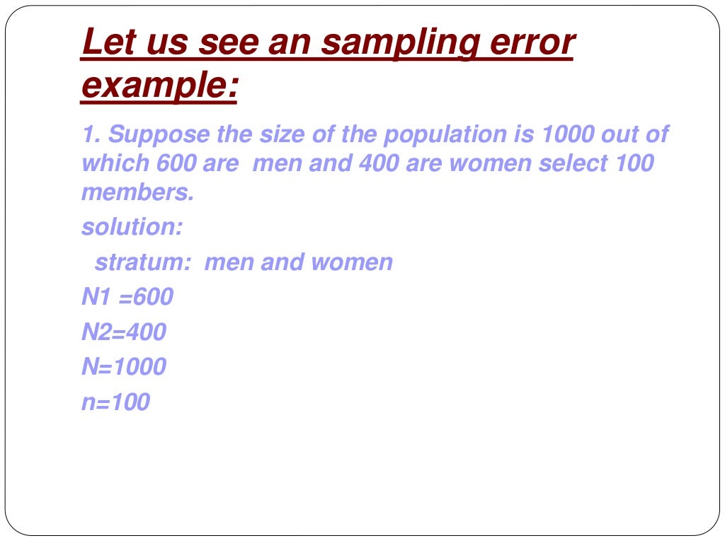 Methods Of Reducing Sampling Error Bindu 