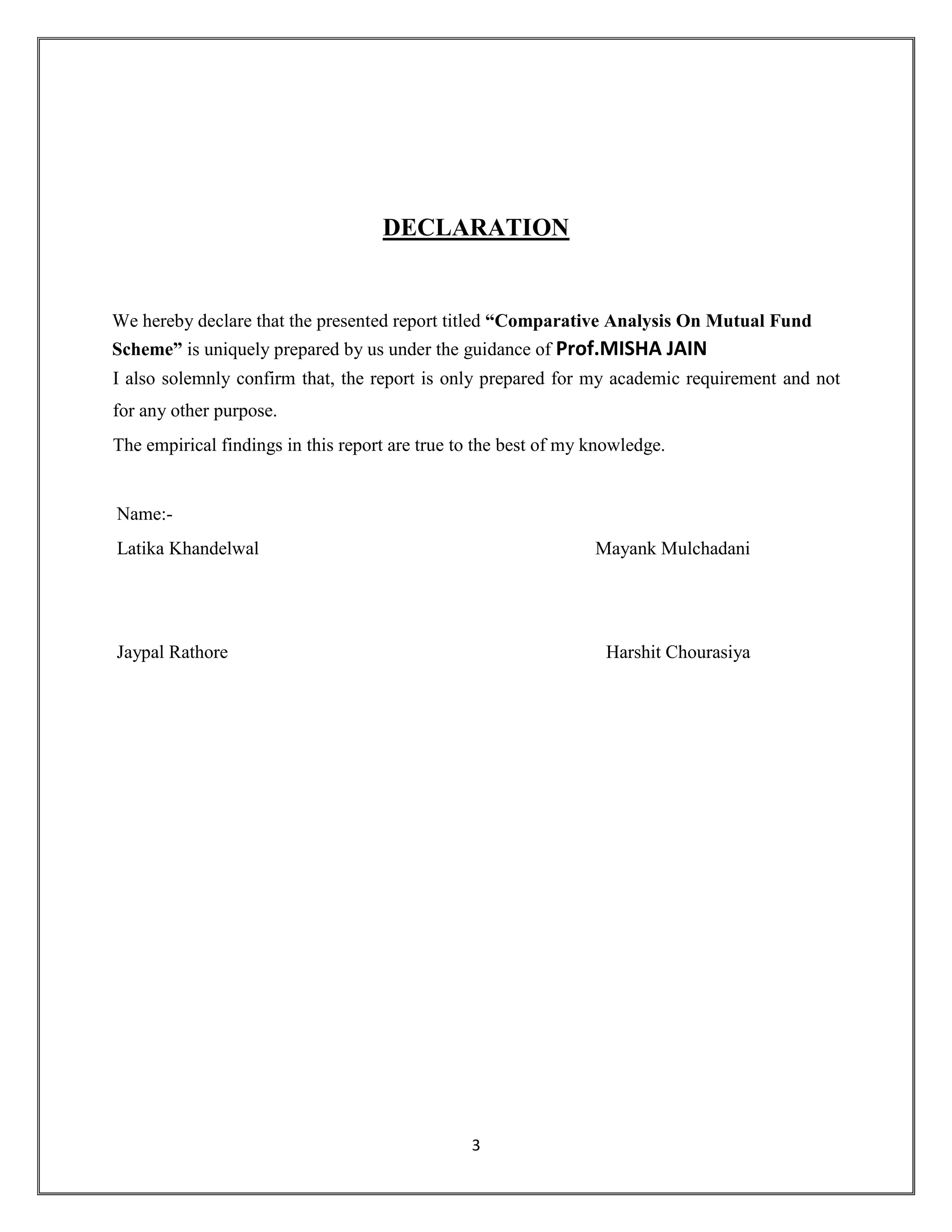 Comparative Analysis On Mutual Fund Scheme | PDF