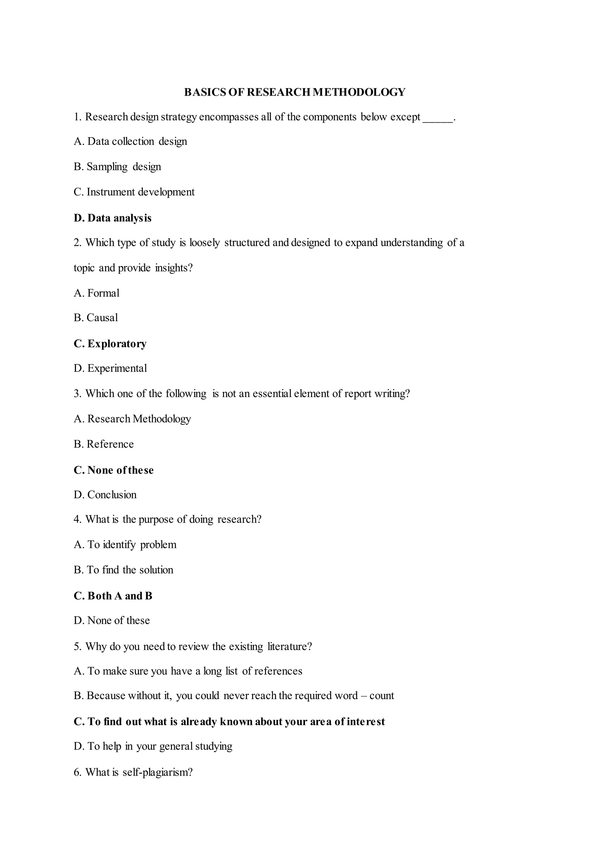 RESEARCH METHODOLOGY MCQ | PDF RESEARCH METHODOLOGY MCQ | PDF