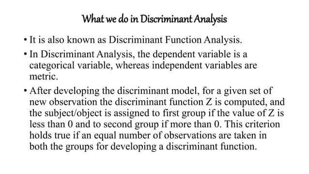 Discriminant Analysis | PPT