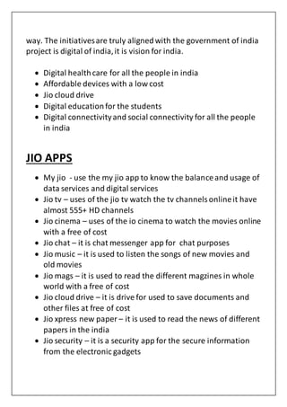 REPORT ON JIO | DOCX | Business Administration | Business