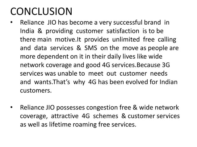 PRESENTATION OF CUSTOMER SATISFACTION ON JIO | PPTX ...