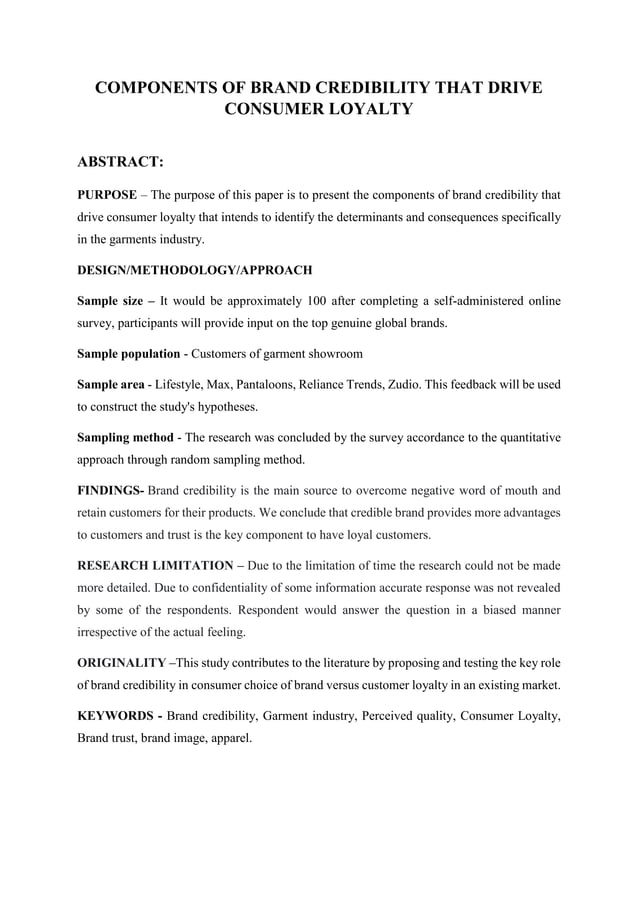 BRM project work - FINAL.docx | Apparel Industry | Industries