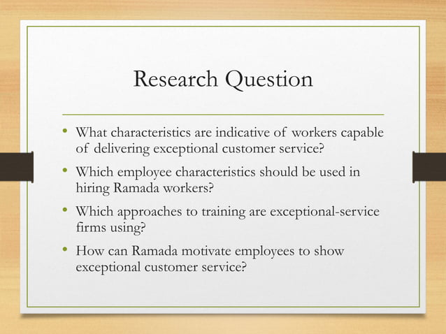 Business Research Method: Ramada Case Study | PPT