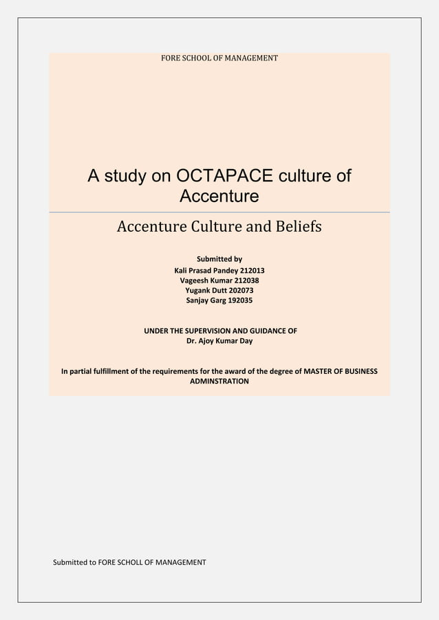 A study on OCTAPACE culture | PDF | Business Administration | Business