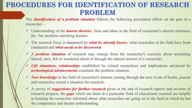 Business Research Methods - Identification of Research Problem ...