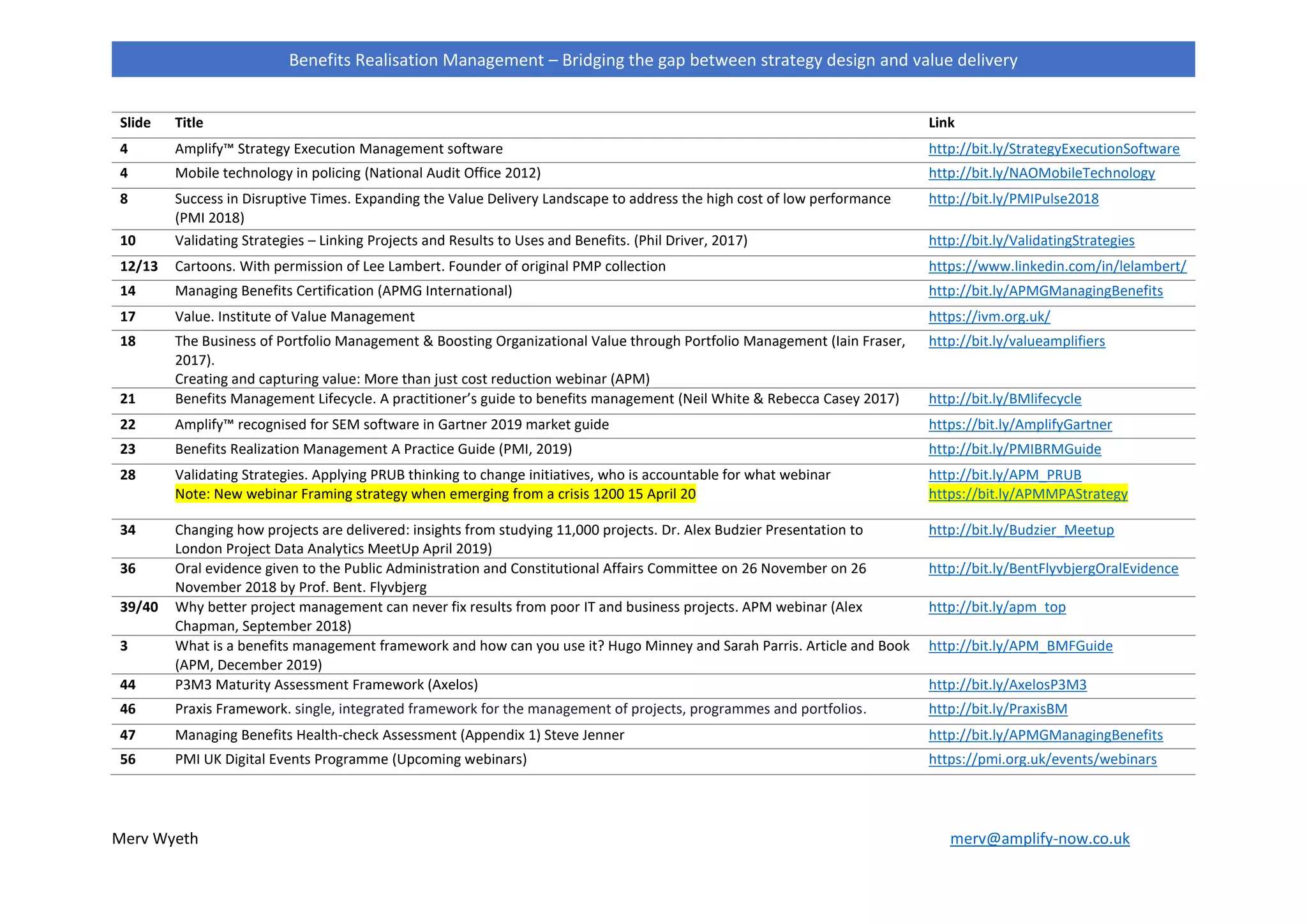 BRM - Bridging the gap webinar Handout | PPT
